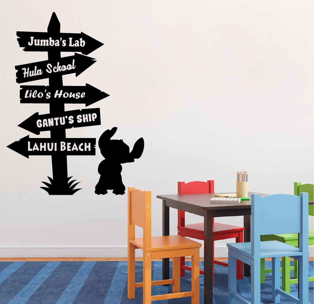 Lilo and Stitch Hula Lahui Pathway Signage Cartoon Wall Sticker Art ...