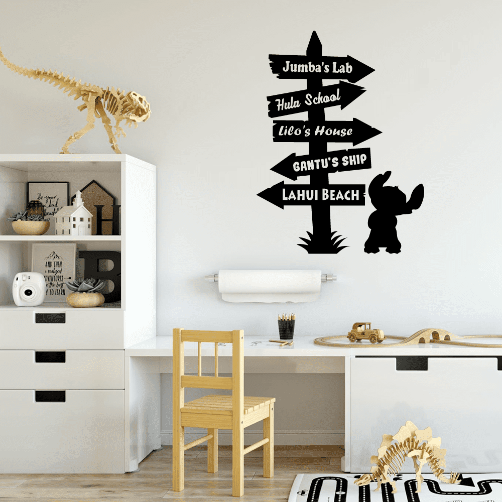Lilo and Stitch Hula Lahui Pathway Signage Cartoon Wall Sticker Art ...