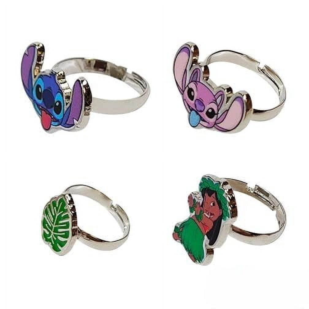 LUV HER Lilo & Stitch Jewelry: 4-Piece Adjustable Rings for Girls ...