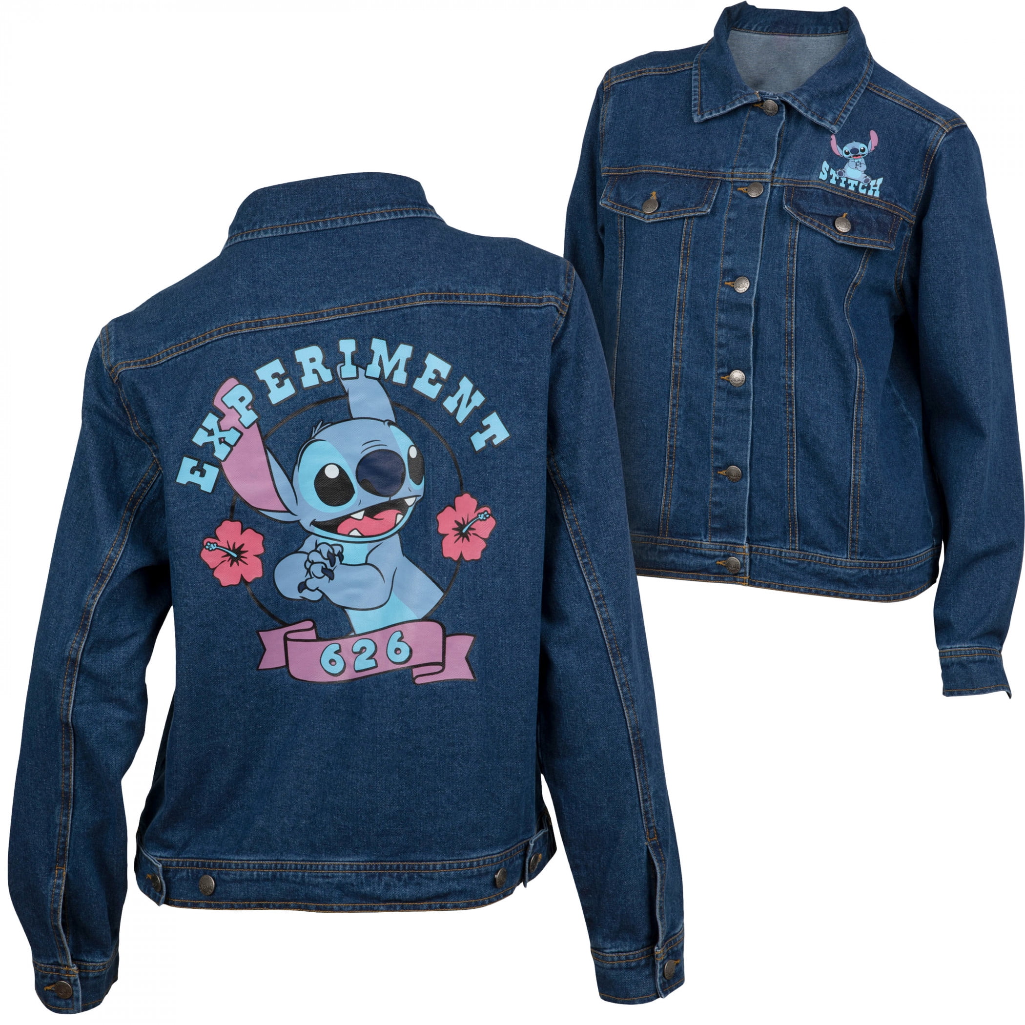 Lilo & Stitch Experiment 626 Juniors Denim Jacket, Blue, Large, Antique ...