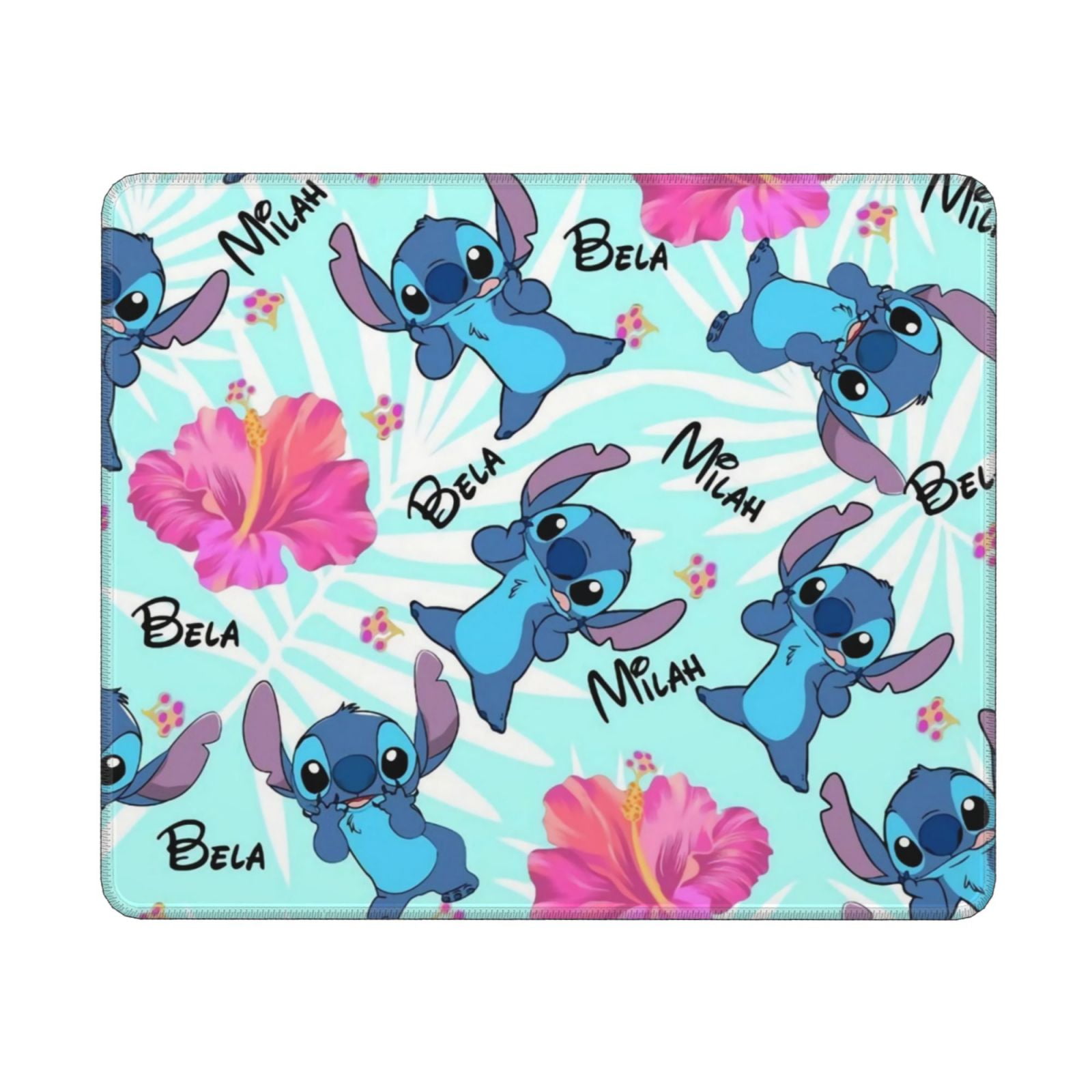 Lilo & Stitch Ohana Adorable Pose Floral Logo Mouse Pad,Extended ...