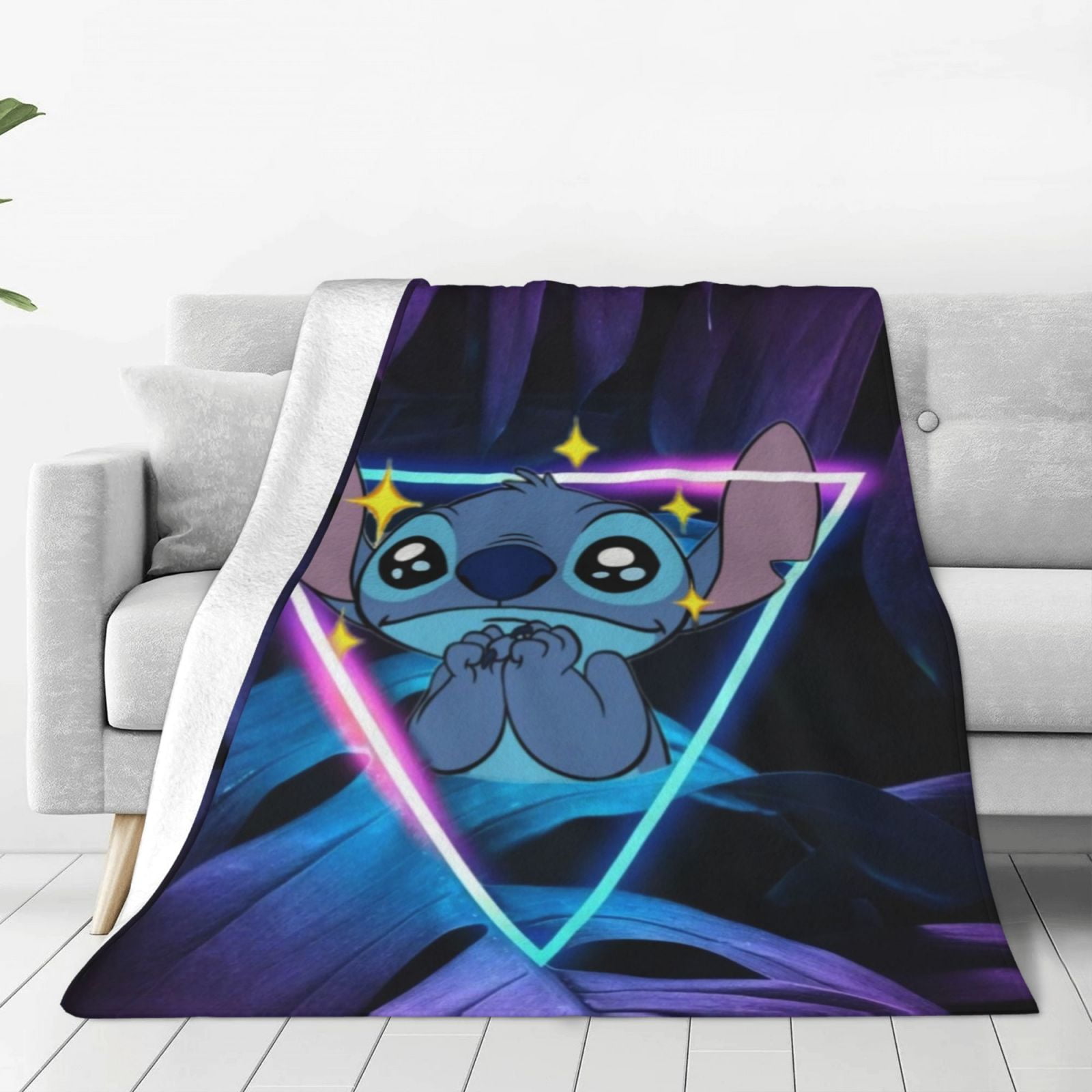 Stitch Ohana Adorable Pose Floral Logo5 Blanket Cartoon Blanket Home ...