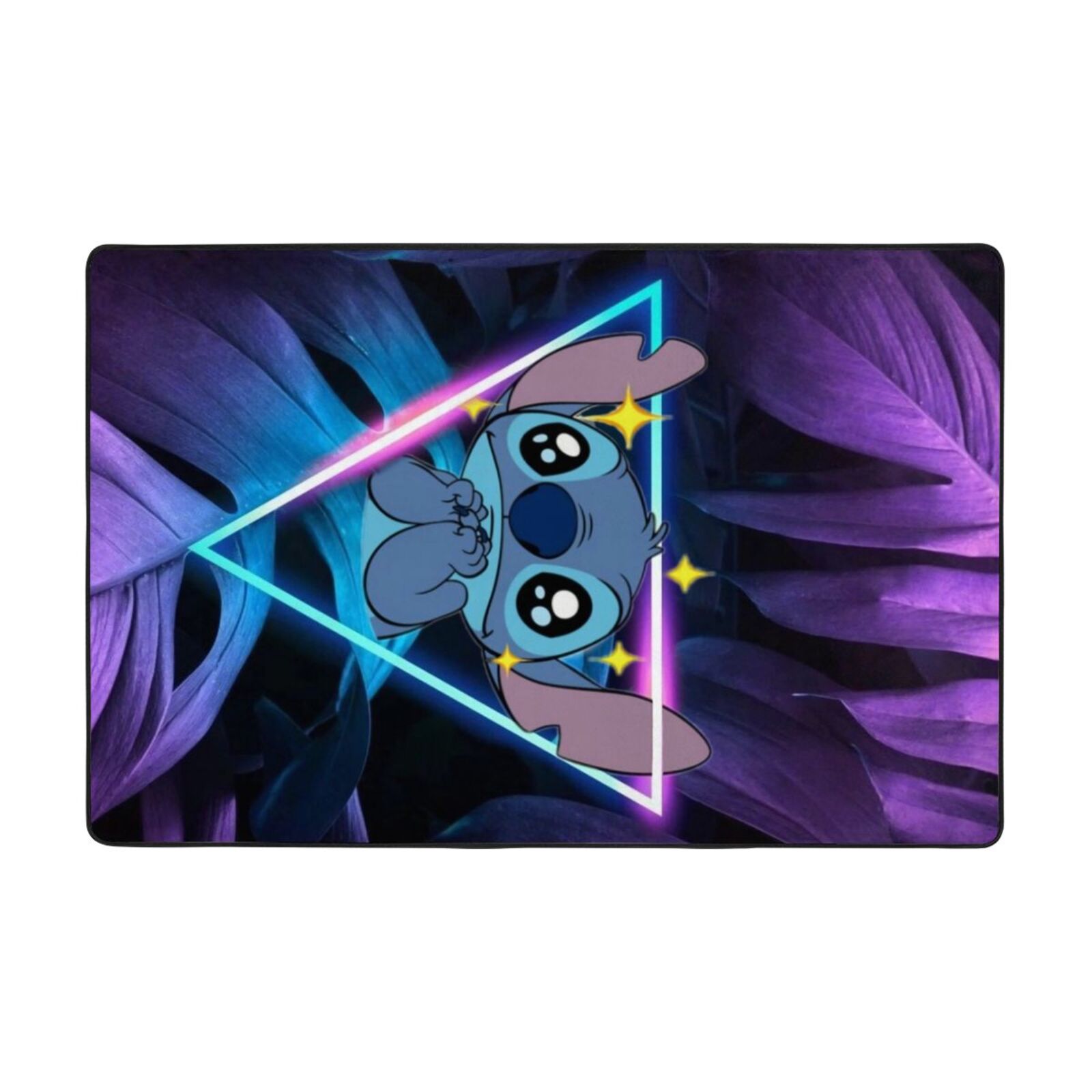 Lilo & Stitch Ohana Adorable Pose Floral Logo5 Gamer Rug Room Non-Slip ...