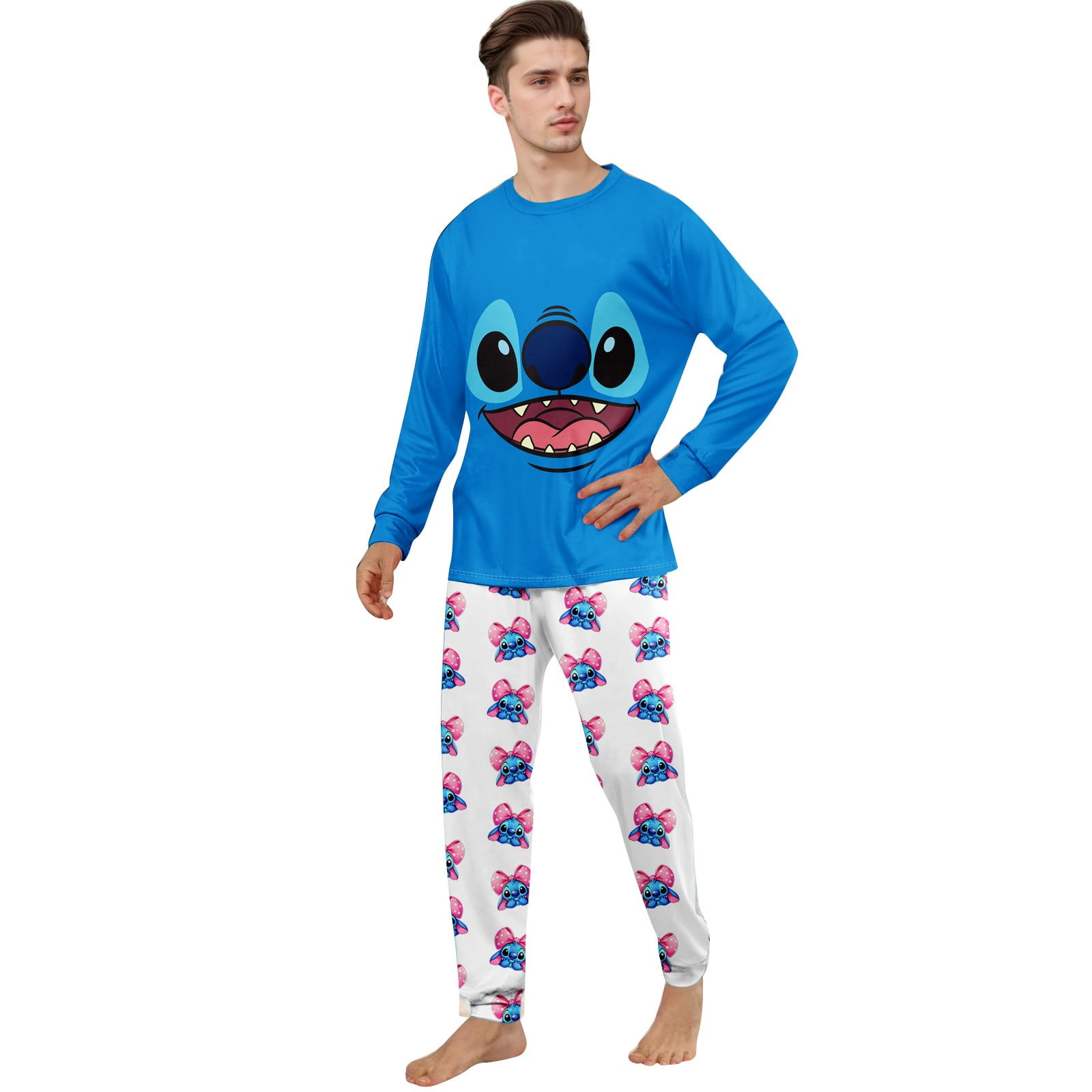 Lilo & Stitch Pajamas Prints Family Matching Long Sleeve Tops+Pants Set ...