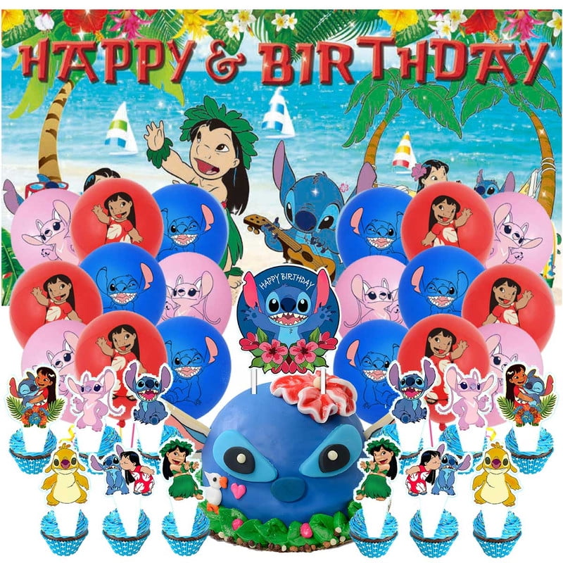 Lilo & Stitch Party Supplies Decor Birthday Banner Backdrop Cake Topper ...