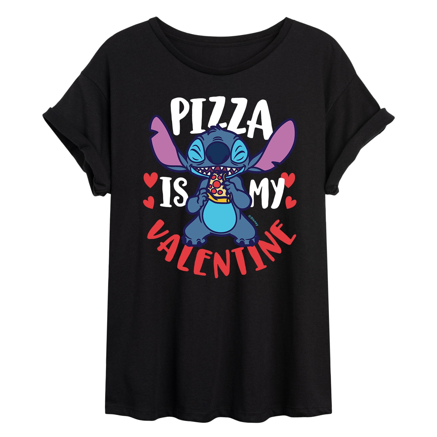 Lilo & Stitch - Pizza Is My Valentine - Women's Oversized T-Shirt ...
