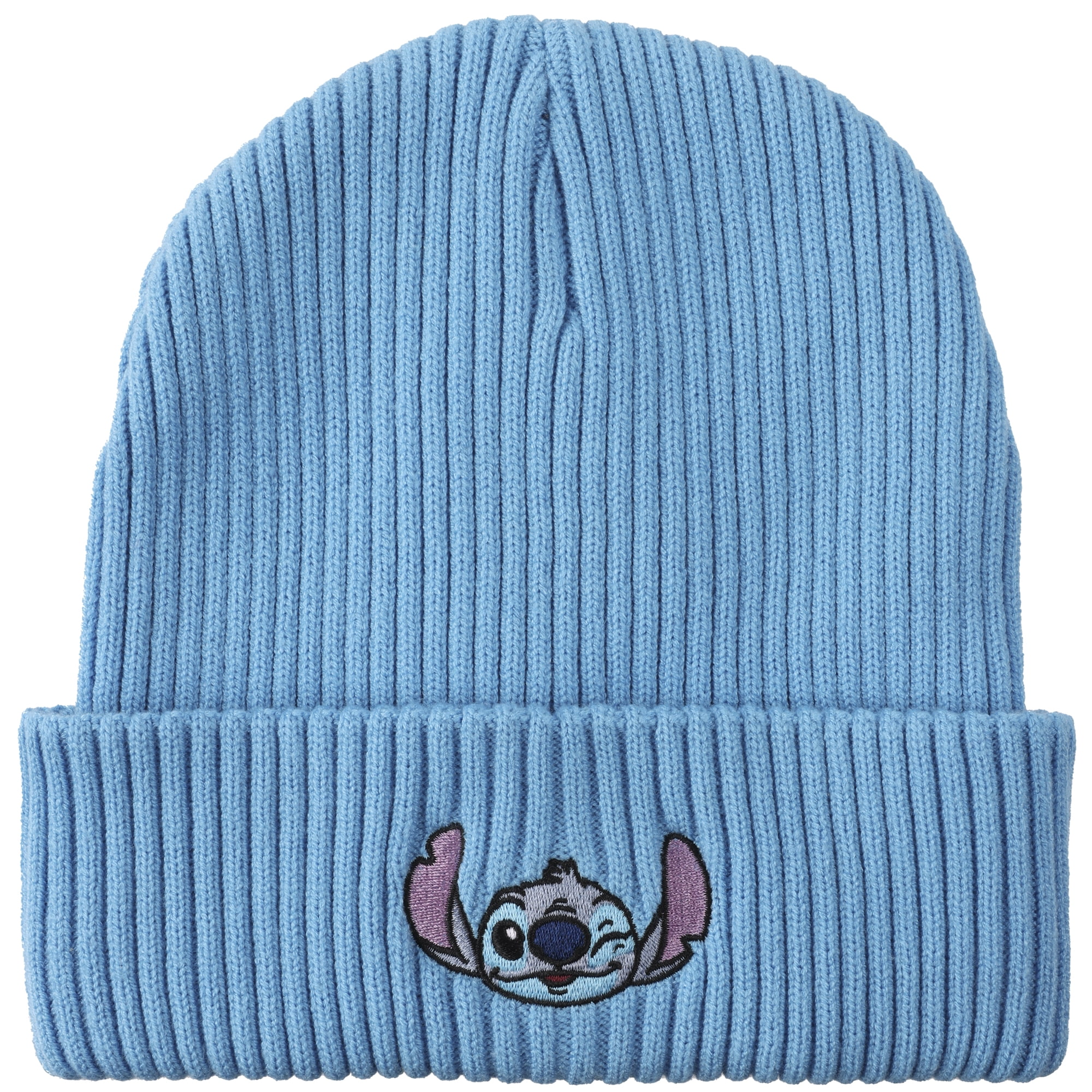 Lilo & Stitch Ribbed Knit Embroidered Stitch On Blue Satin Lined Cuff ...