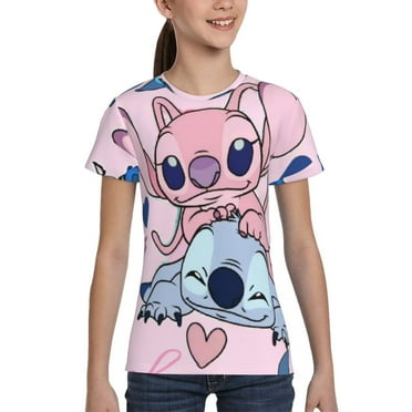 Disney Lilo and Stitch Girls Short Sleeve T-Shirt- Stitch & Angel Girls ...
