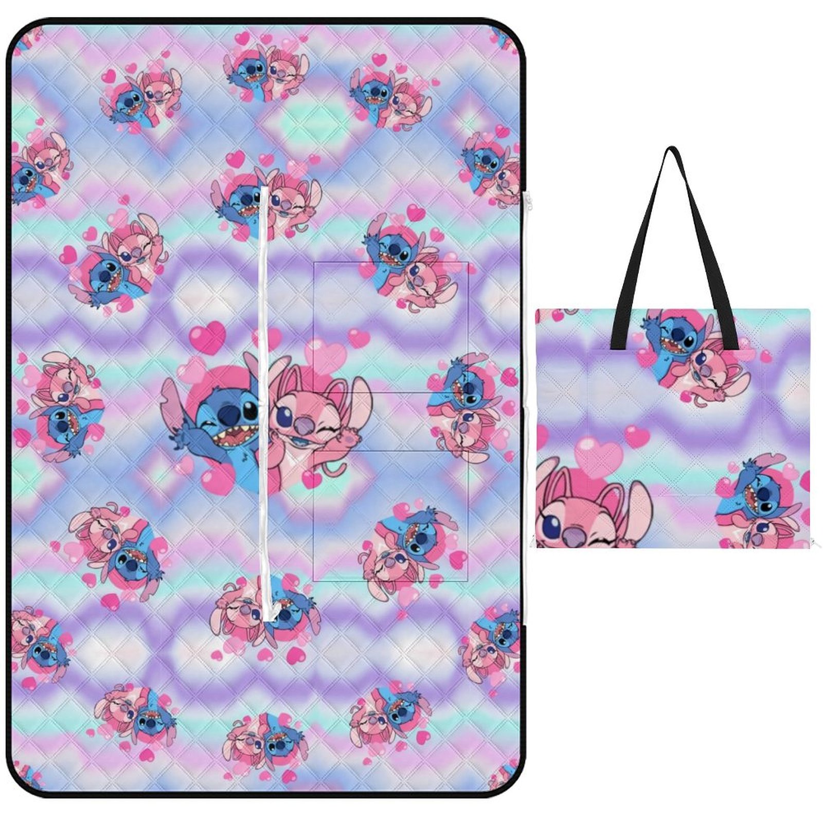 Lilo & Stitch - Stitch & Angel Picnic Blanket,Foldable Waterproof Sand ...