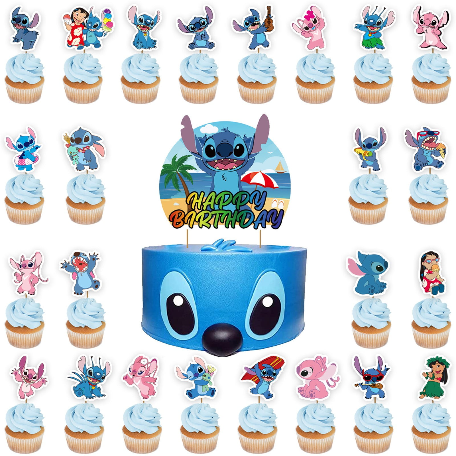 Lilo & Stitch Stitch Cake Toppers Happy Birthday Stitch Cake Topper ...