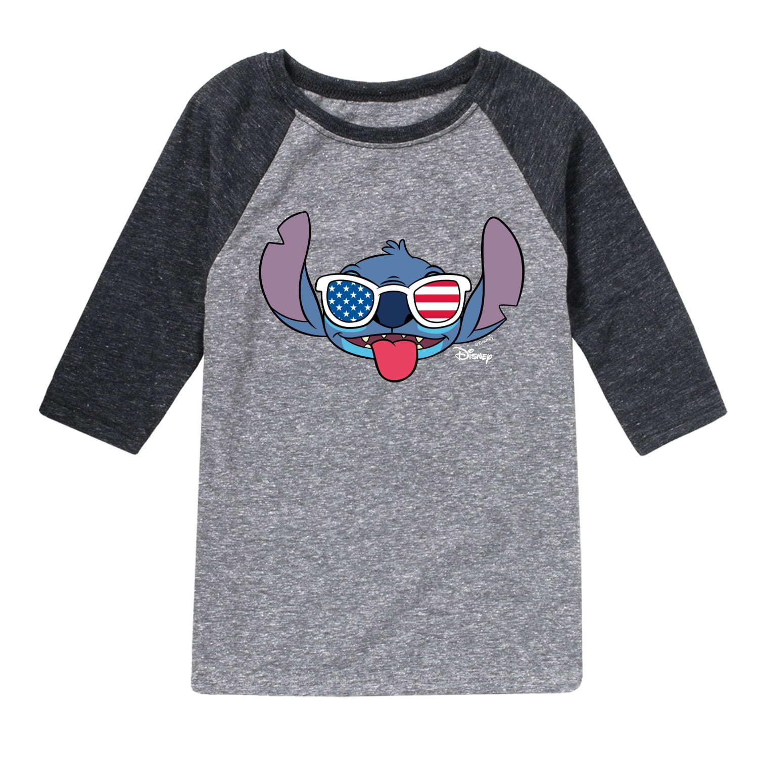 Lilo & Stitch - Stitch Flag Glasses - Youth Raglan Graphic T-Shirt ...