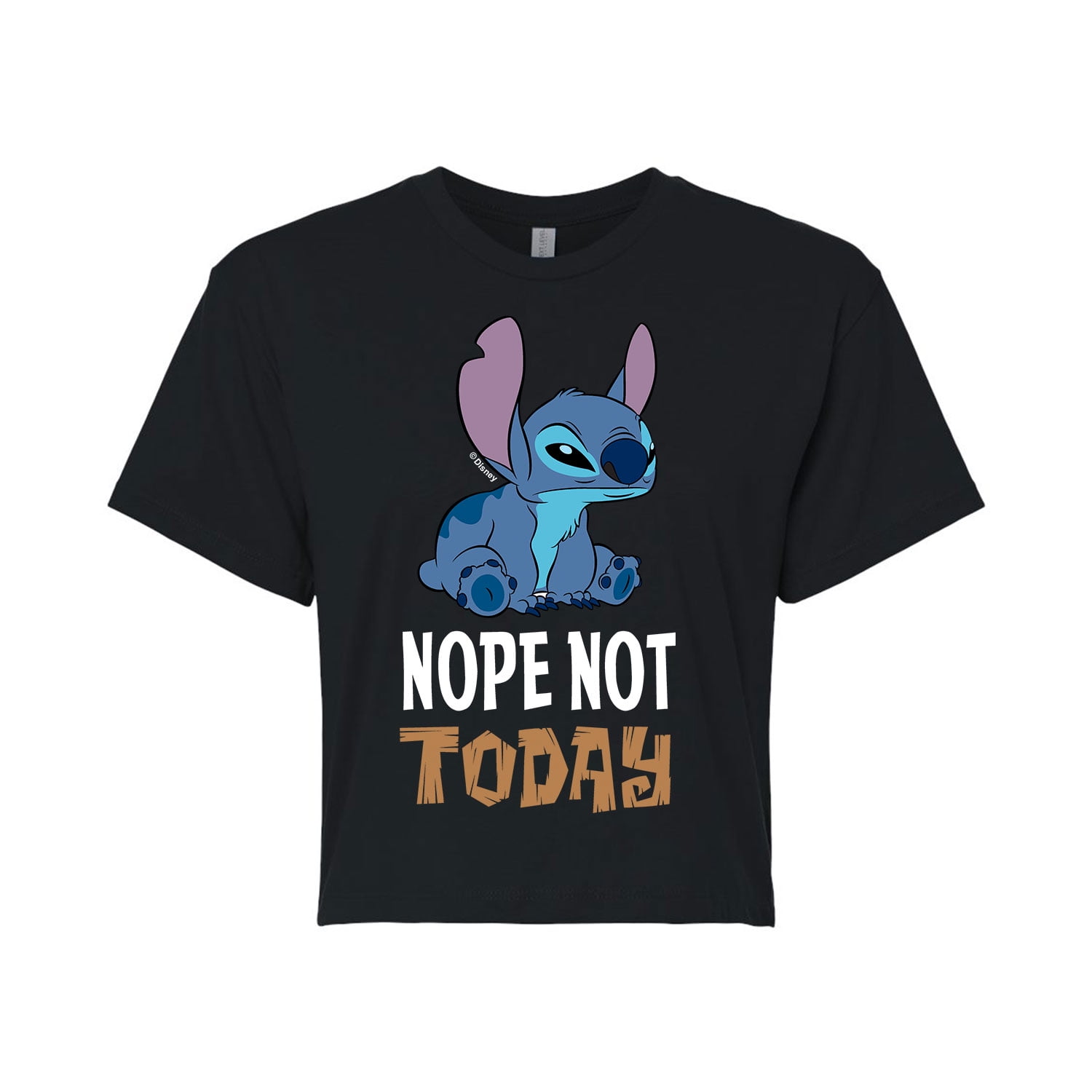 Lilo & Stitch - Stitch Nope Not Today - Juniors Cropped Cotton Blend T ...