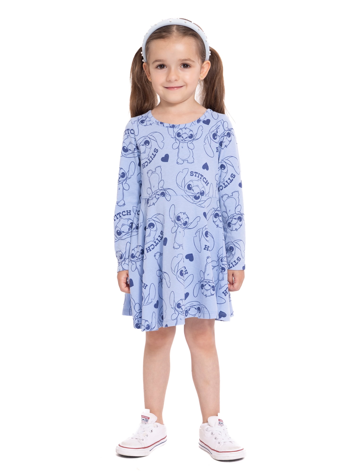 Lilo and Stitch Toddler Girls' Print Dress with Long Sleeves, Sizes 12M ...