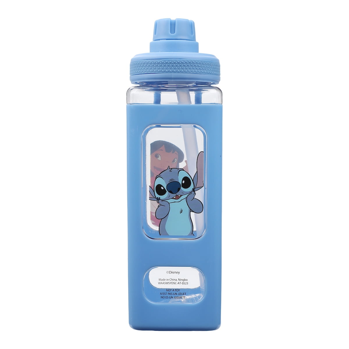 Bioworld Lilo and Stitch Water Bottle with Straw, 24 oz Blue Square ...