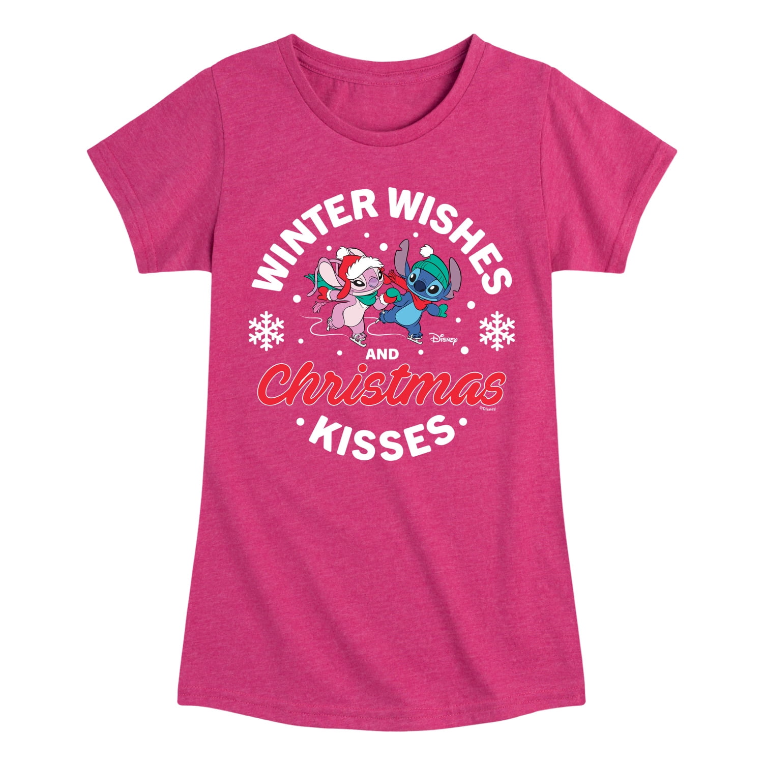 Lilo & Stitch - Winter Wishes And Christmas Kisses - Girls Fitted Short ...