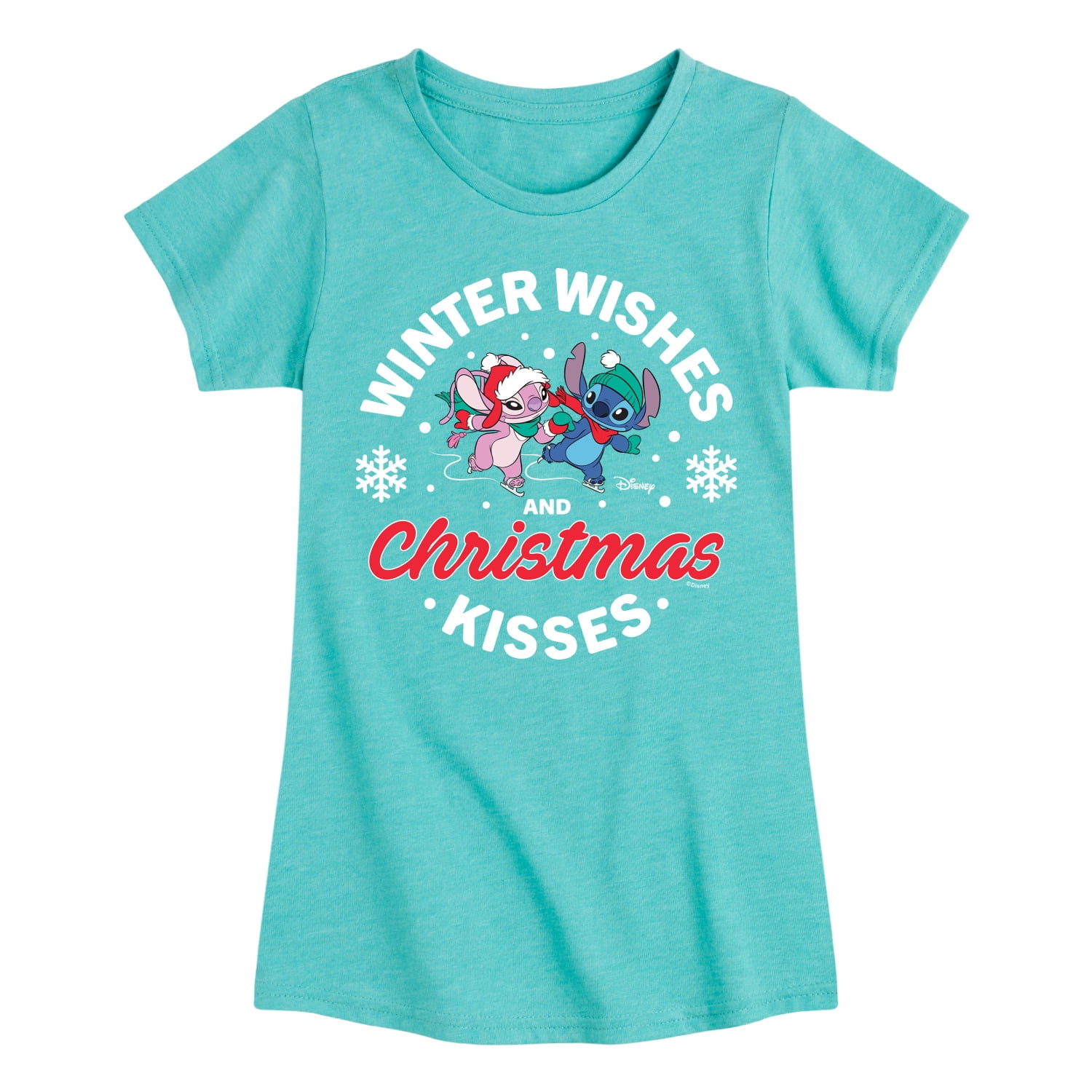 Lilo & Stitch - Winter Wishes And Christmas Kisses - Girls Fitted Short ...