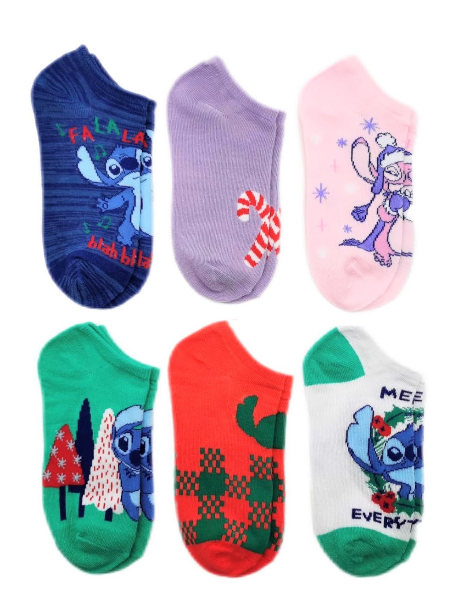 Lilo & Stitch Women’s Holiday No Show Socks, 6-Pack, Size 4-10 ...