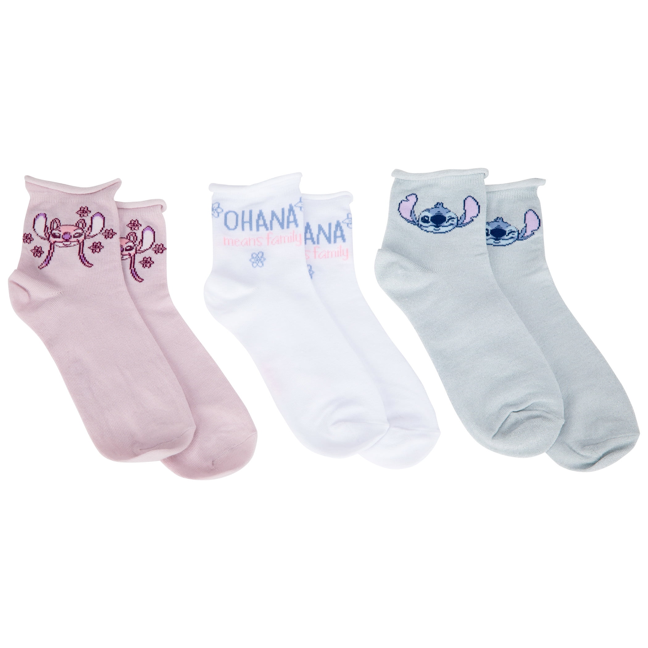 Lilo & Stitch Women's Rolled Cuff Socks, Blue (3-Pack) - Walmart.com