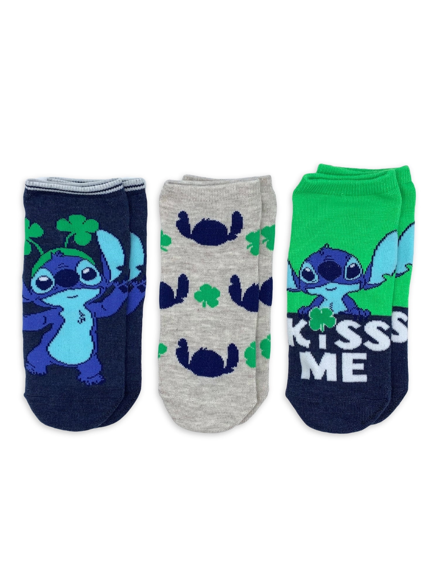 Disney Lilo & Stitch Women's St. Patrick's Day No Show Socks 3-Pack ...