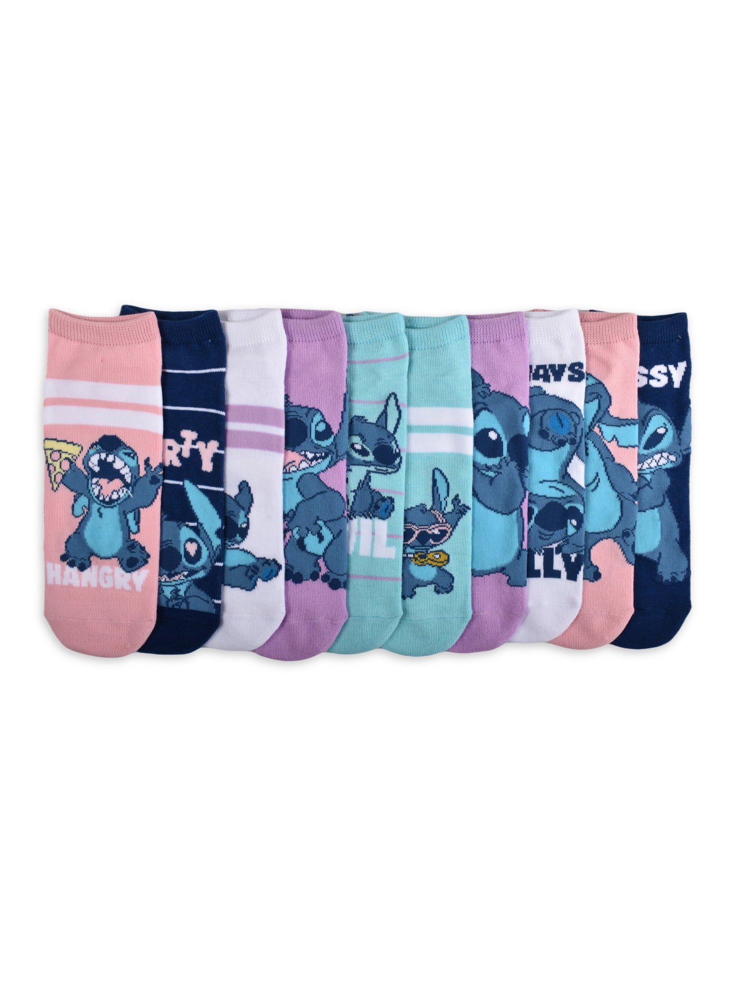 Disney's Lilo & Stitch Women’s Low Cut Socks, 10-Pack, Size 4-10 ...