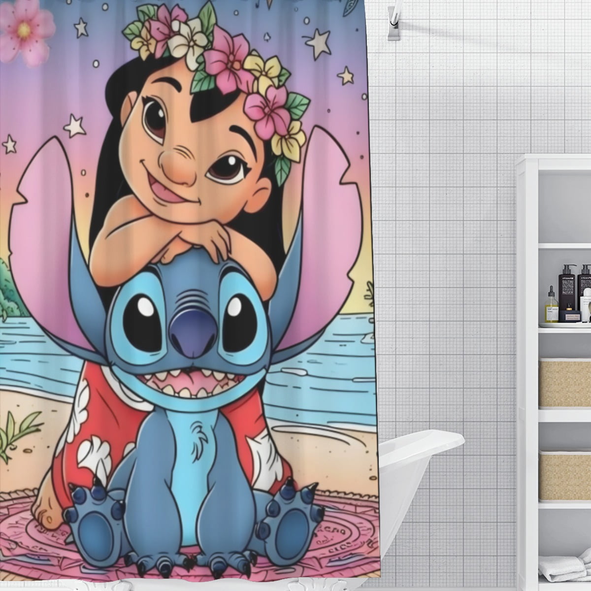 Lilo* & and Stitch* shower curtain features an iconic print, is ...