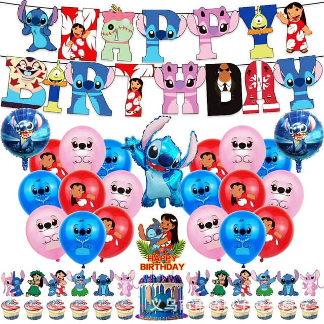 Lilo and Stitch theme Birthday Party Decoration Set,Cartoon Birthday Party Supplies Include ...