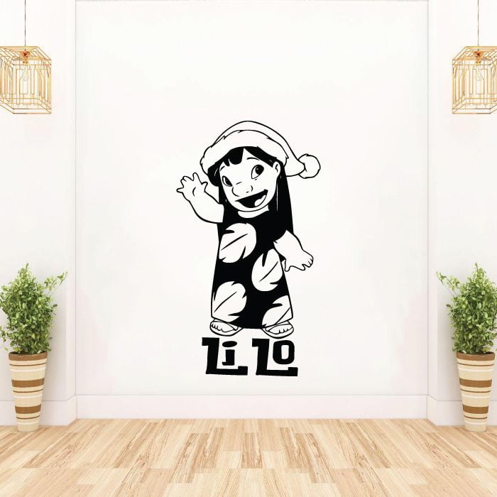Lilo Waving Hat Happy Lilo and Stitch Disney Cartoon Wall Sticker Art ...