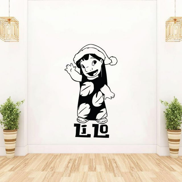 Lilo Waving Hat Happy Lilo and Stitch Disney Cartoon Wall Sticker Art ...