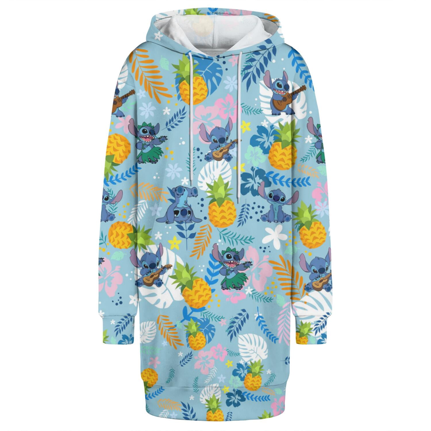 Lilo and Stitch Adorable Cartoon Women's Full-Length Hooded Dress with ...