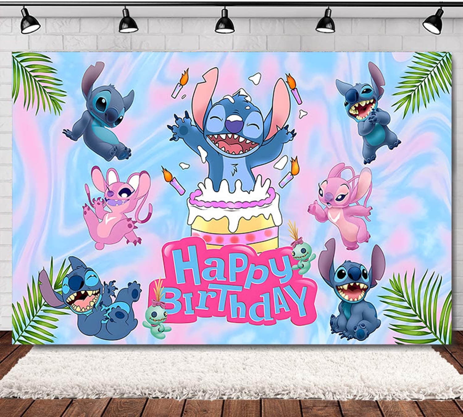 Lilo and Stitch Happy Birthday Anime Home Cartoon Theme Backdrops ...