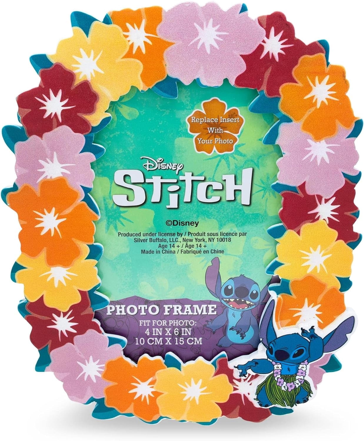 Lilo and Stitch Floral Resin Picture Frame, 4x6 Inches, Hibiscus Design ...