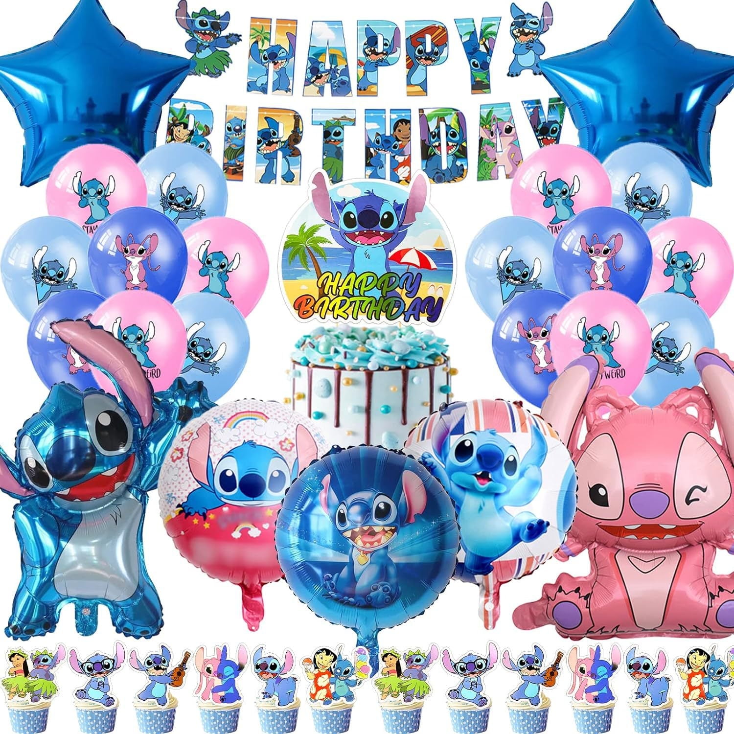 Lilo and Stitch Kids Birthday Party Supplies, 39 PCS Party Decorations ...