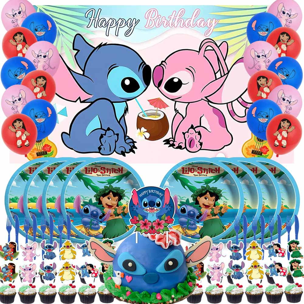 Lilo and Stitch Party Supplies Plates Decorations Birthday Cake Topper ...