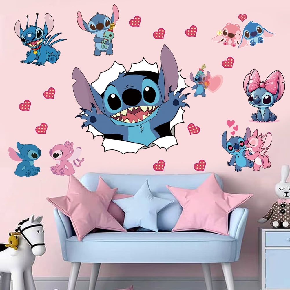 Cartoon Stitch Wall Decals for Kids Bedroom and Living Room - Walmart.com
