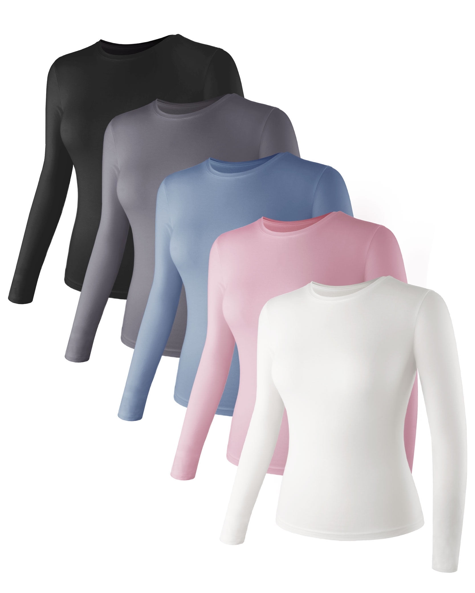 Liloak 4 Pack of Long Sleeve Shirts Women,Basic Long Sleeve Tops ...