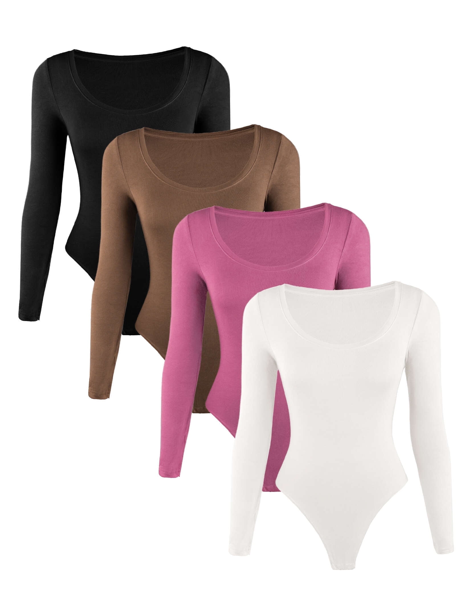 Liloak Pack of Bodysuits for Women Long Sleeve，Women's Ribbed Scoop ...