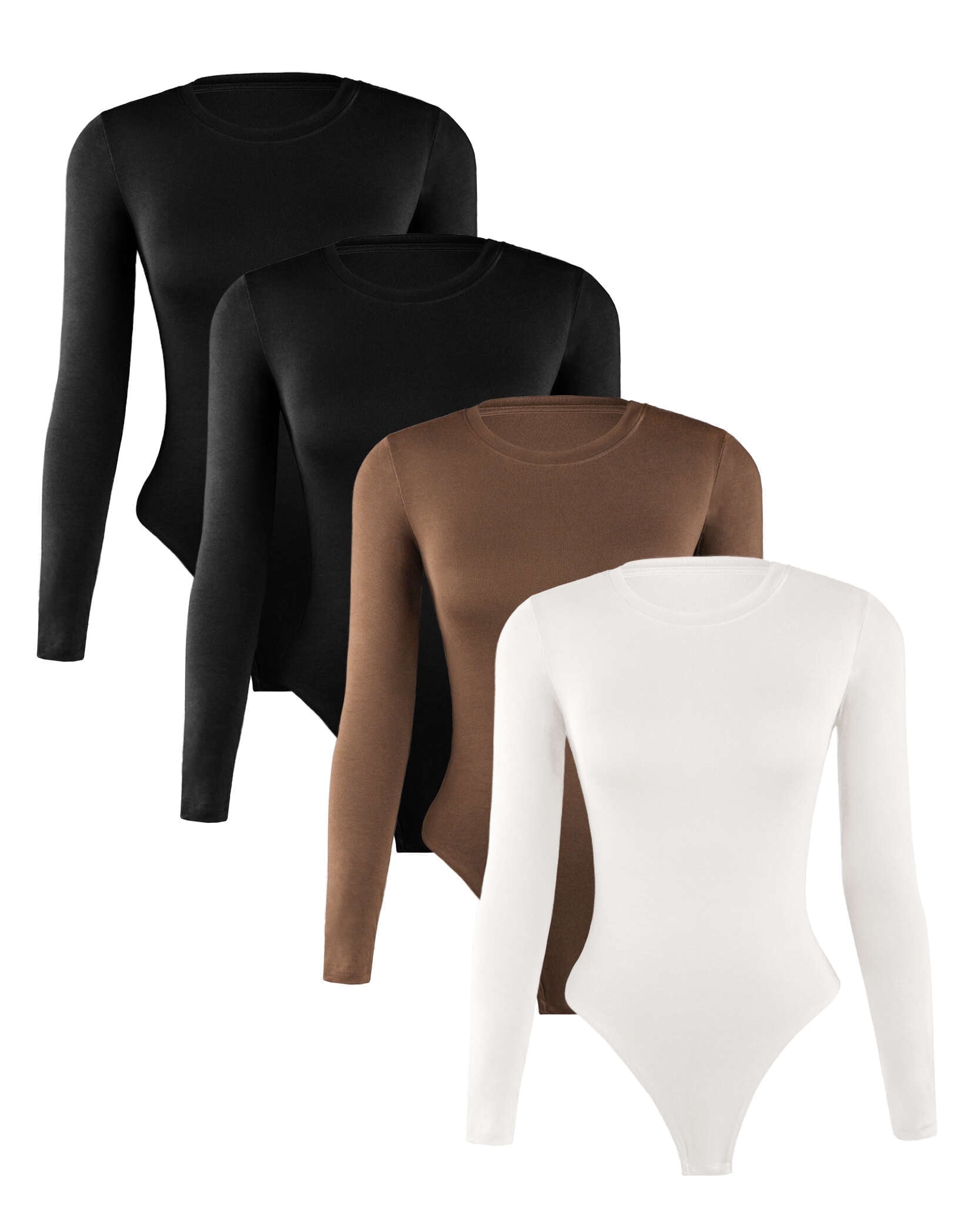 Liloak Womens Long Sleeve Bodysuit Pack, Long Sleeve Crew Neck Bodysuit ...