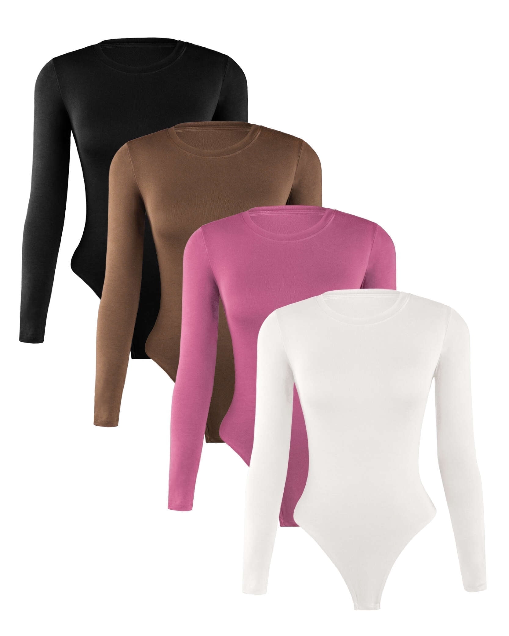 Liloak Womens Long Sleeve Bodysuit Pack, Long Sleeve Crew Neck Bodysuit ...