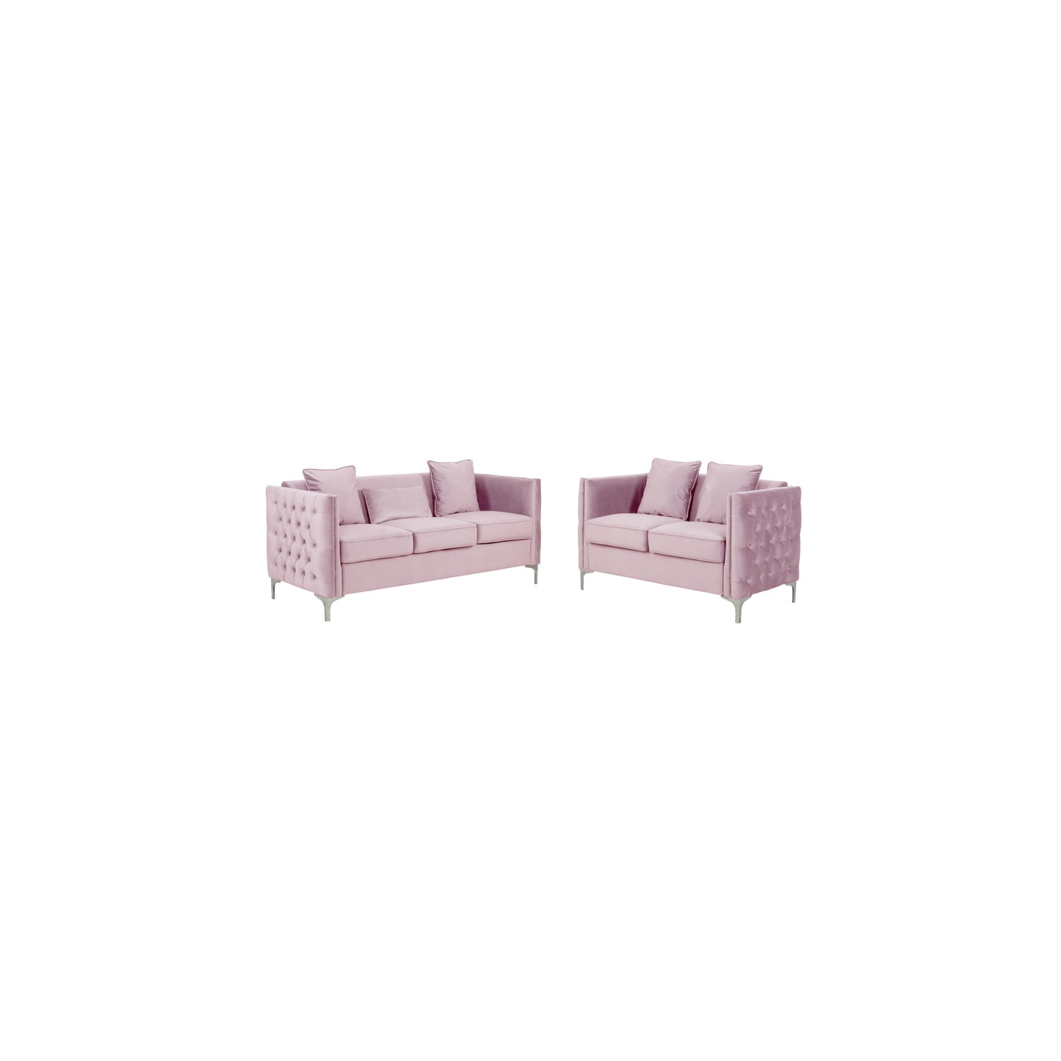 Lilola Home 2-Pcs Bayberry Glam Velvet Living Room Set, Pink - Walmart.com