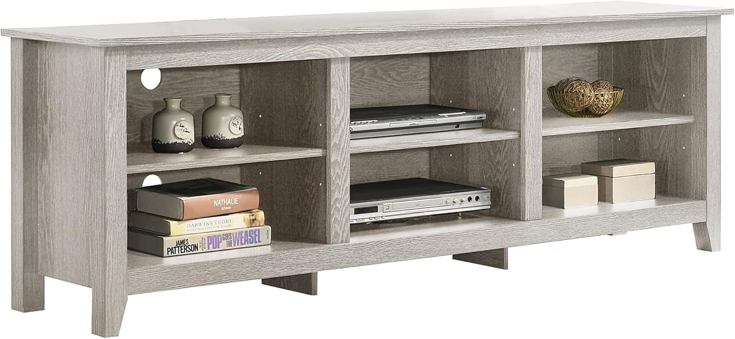 Lilola Home Benito 70" W Dusty Gray TV Stand with Open Storage and Side ...