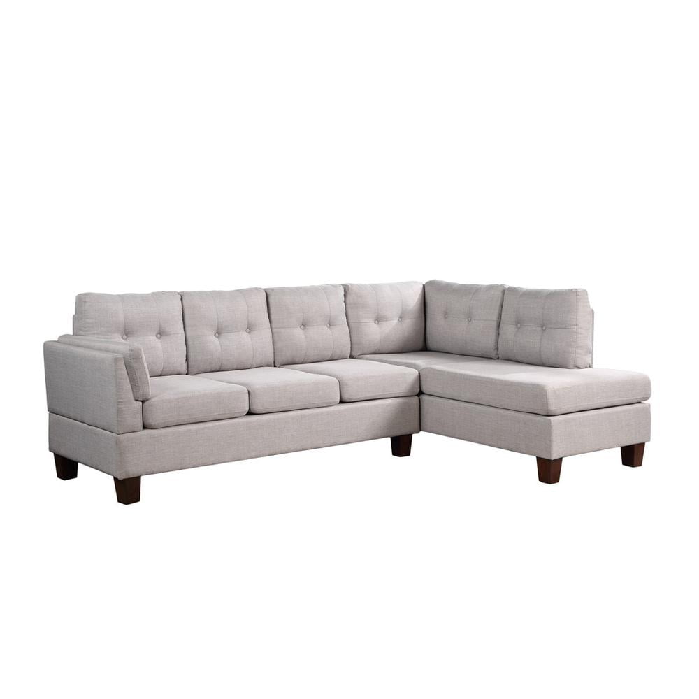 Lilola Home Dalia Linen Fabric Modern Sectional Sofa with Chaise, Light ...