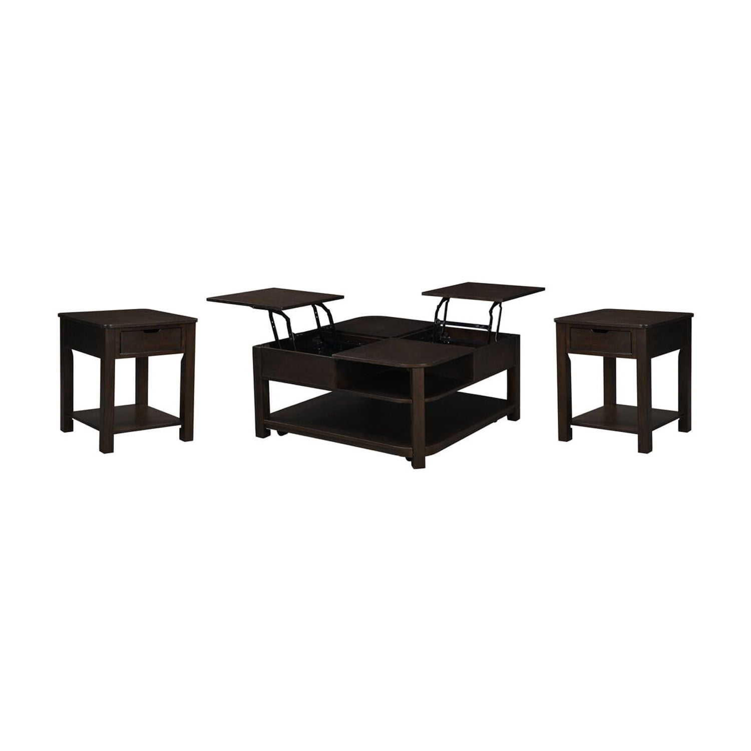 Lilola Home Flora 3 Piece Dark Brown MDF Lift Top Coffee and End Table ...
