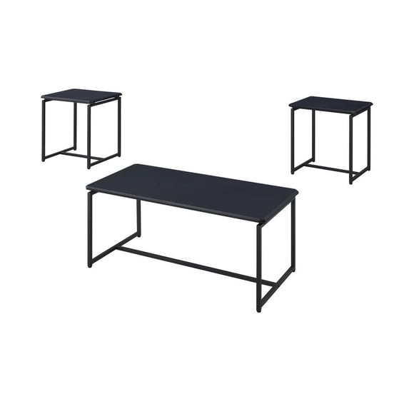 Lilola Home GT 3 Piece Black Carbon Fiber Wrap Coffee Table and End ...