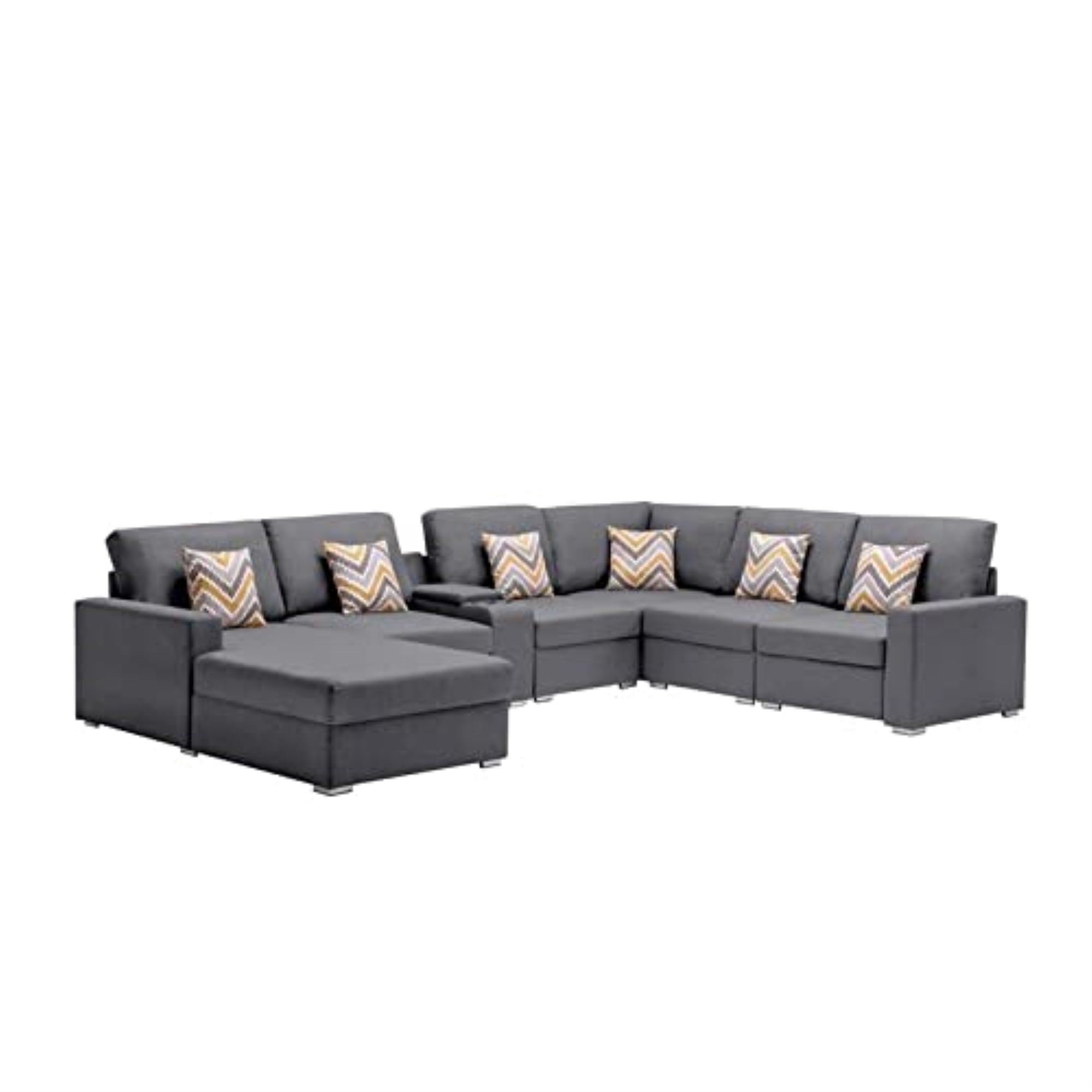 Nolan Gray Fabric Reversible Sectional Couch with Charging Ports ...