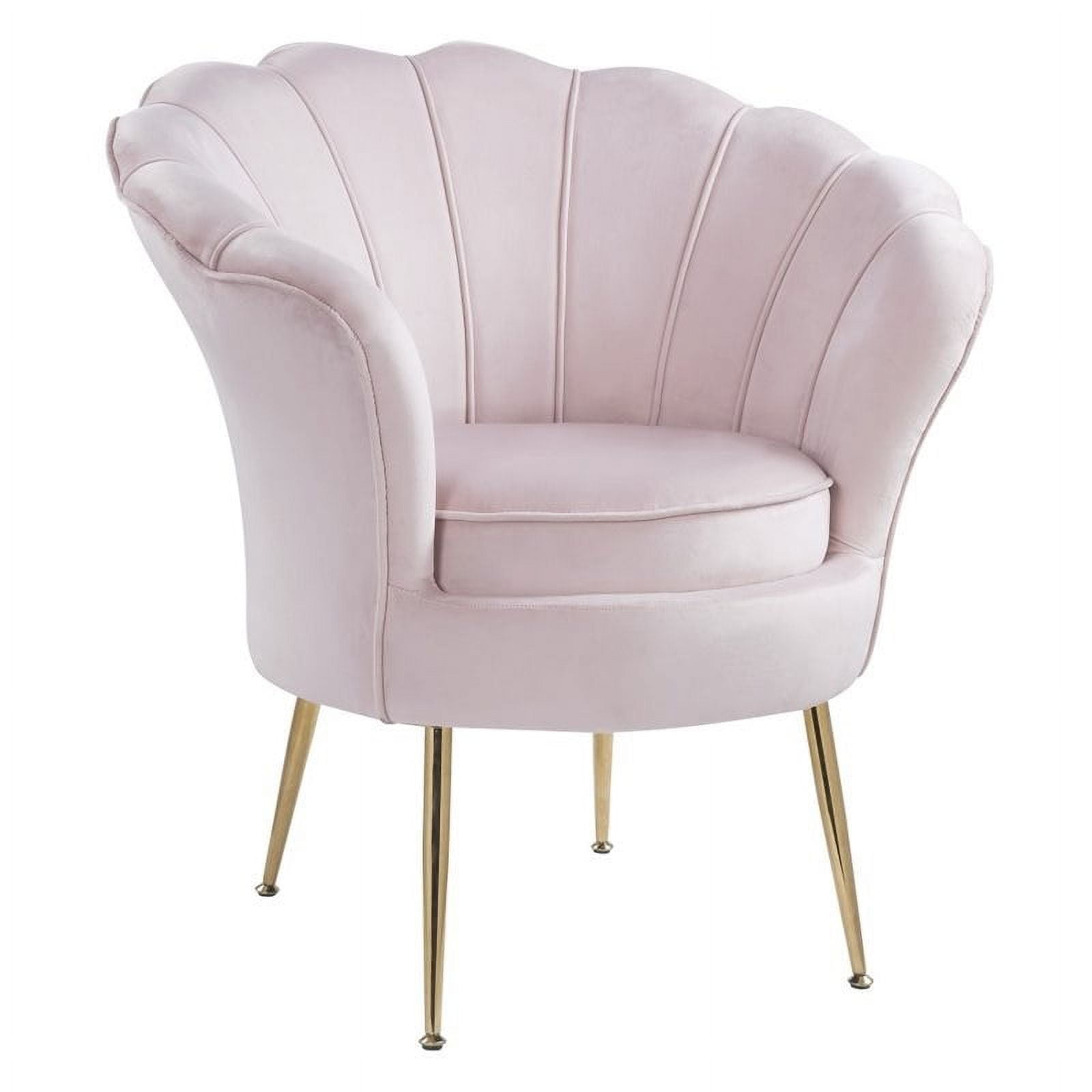 Contemporary Home Living 34" Angelina Pink Velvet Scalloped Back Barrel ...
