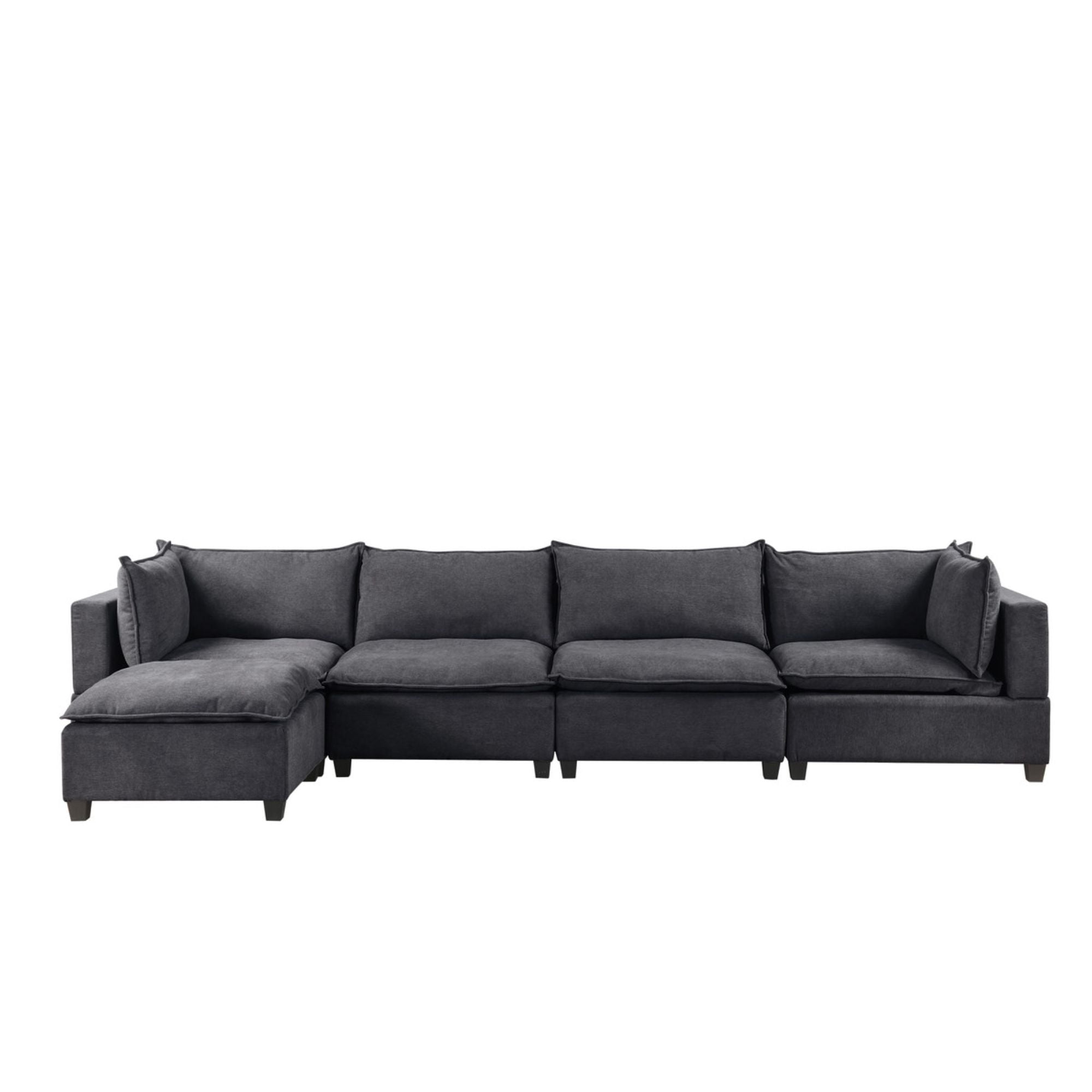 Lilola Home Madison 5 Piece Modular Sectional Sofa Chaise, Dark Gray ...