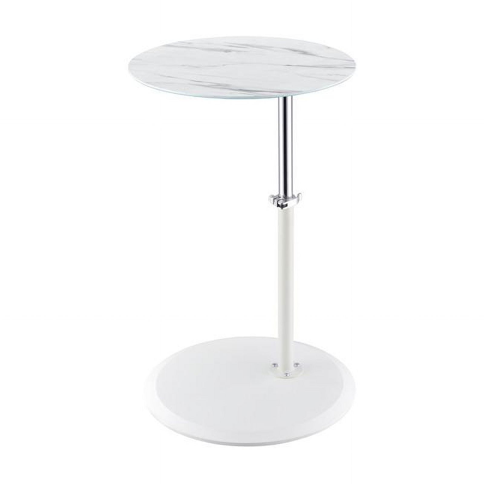 Lilola Home Orbit End Table with Height Adjustable White Marble ...