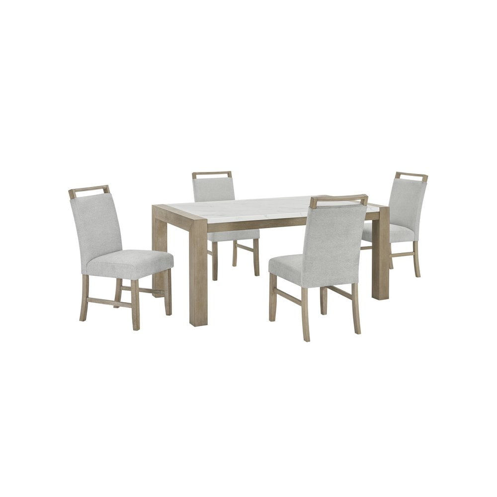 Lilola Home Tabitha 5Pc 66" Rectangular White Faux Marble Top Dining ...