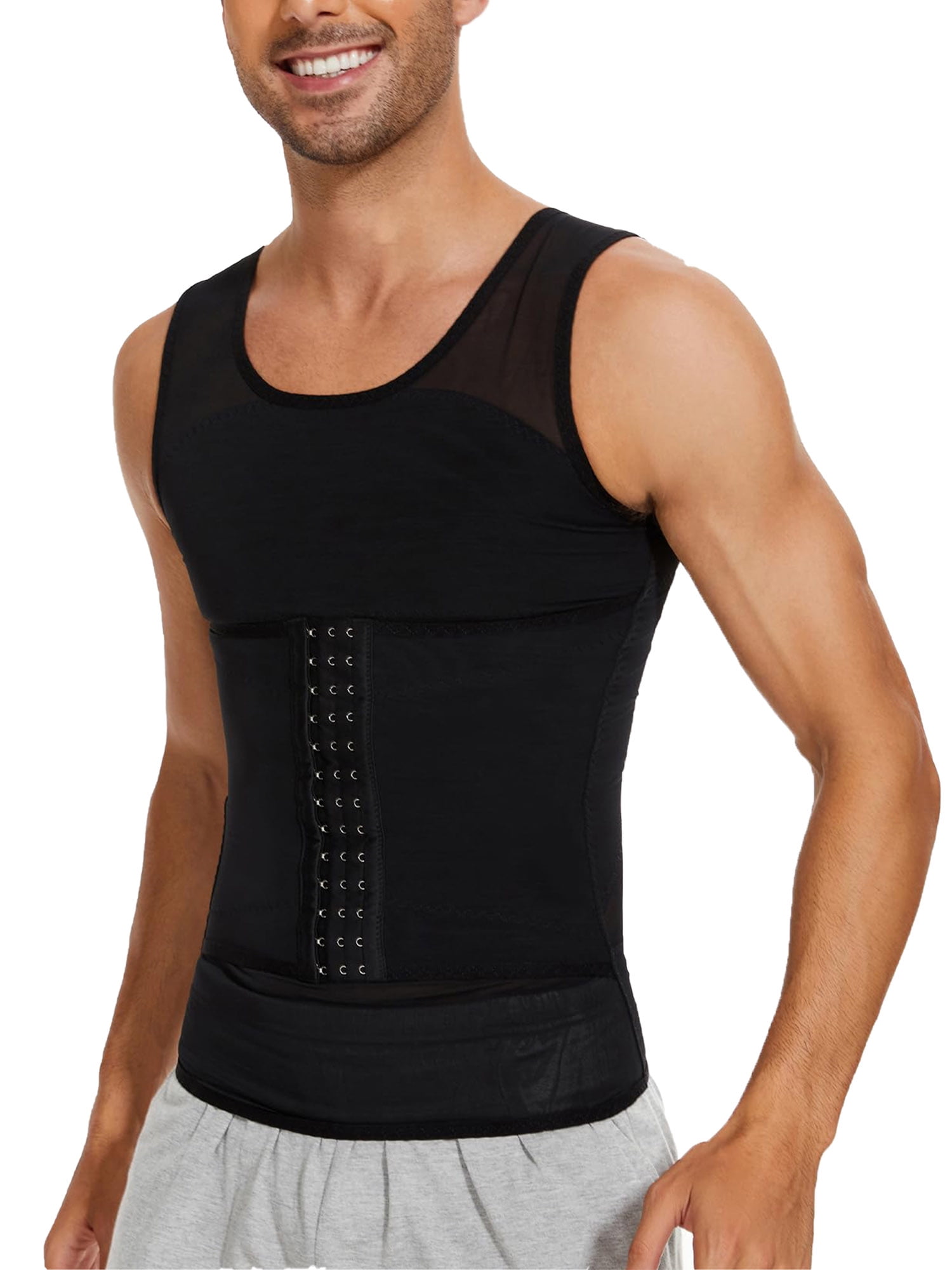 Lilvigor Men Body Shaper Compression Shirts Slimming Vest Tummy Control ...