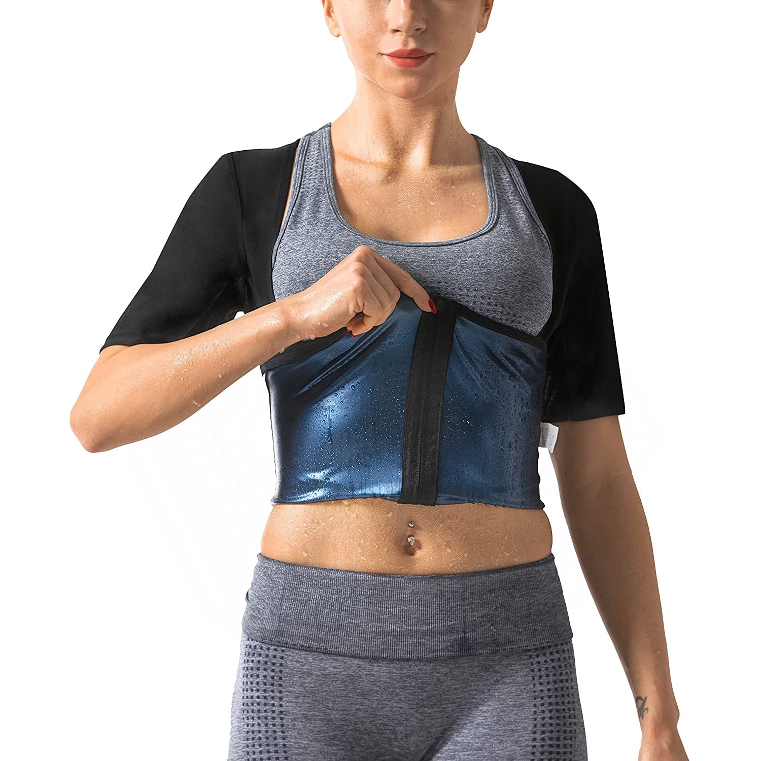 Lilvigor Sauna Shrit for Women Short Sleeve Sauna Sweat Vest Sauna Suit ...